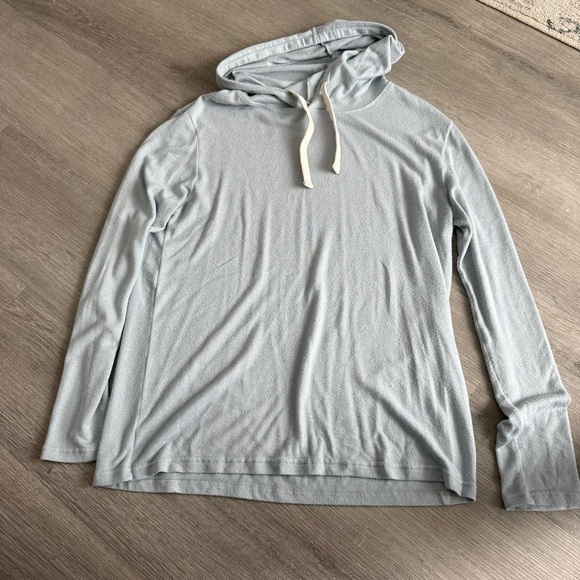 ZYIA | Tops | Lightweight Pale Blue Hooded Sweater | Poshmark